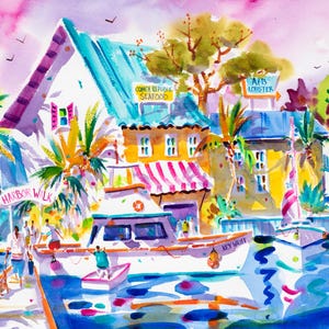 Key West Art, Beach Art Print, Florida Wall Art, Tropical Watercolor ...