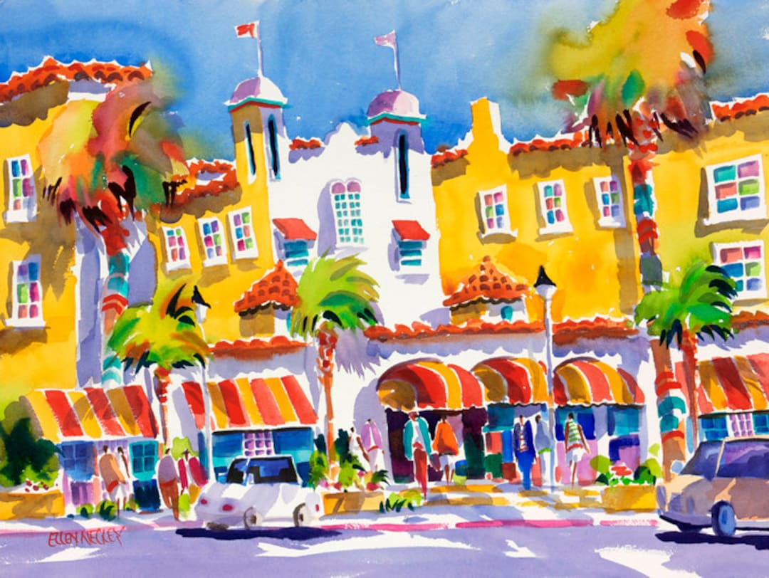Delray Beach, Colony Hotel, Florida, Florida Art, Watercolor Print ...