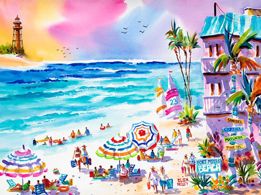 Fort Myers Beach Art, Sanibel Florida Print, Canvas Art, Ellen Negley ...