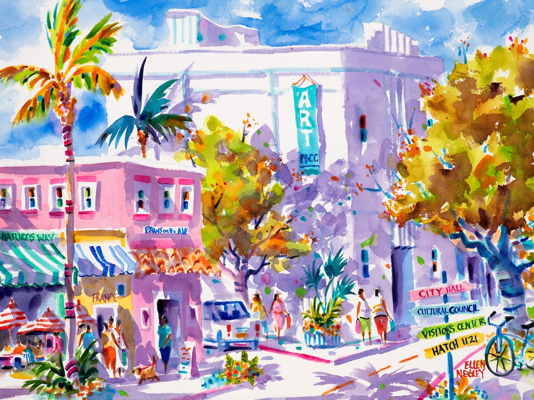 Lake Worth Beach Painting, Florida Art, Beach Art Print, Tropical ...