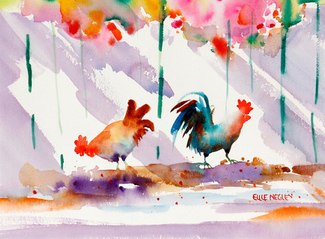 Key West Rooster Art, Key West Watercolor Print, Key West Chicken Print ...