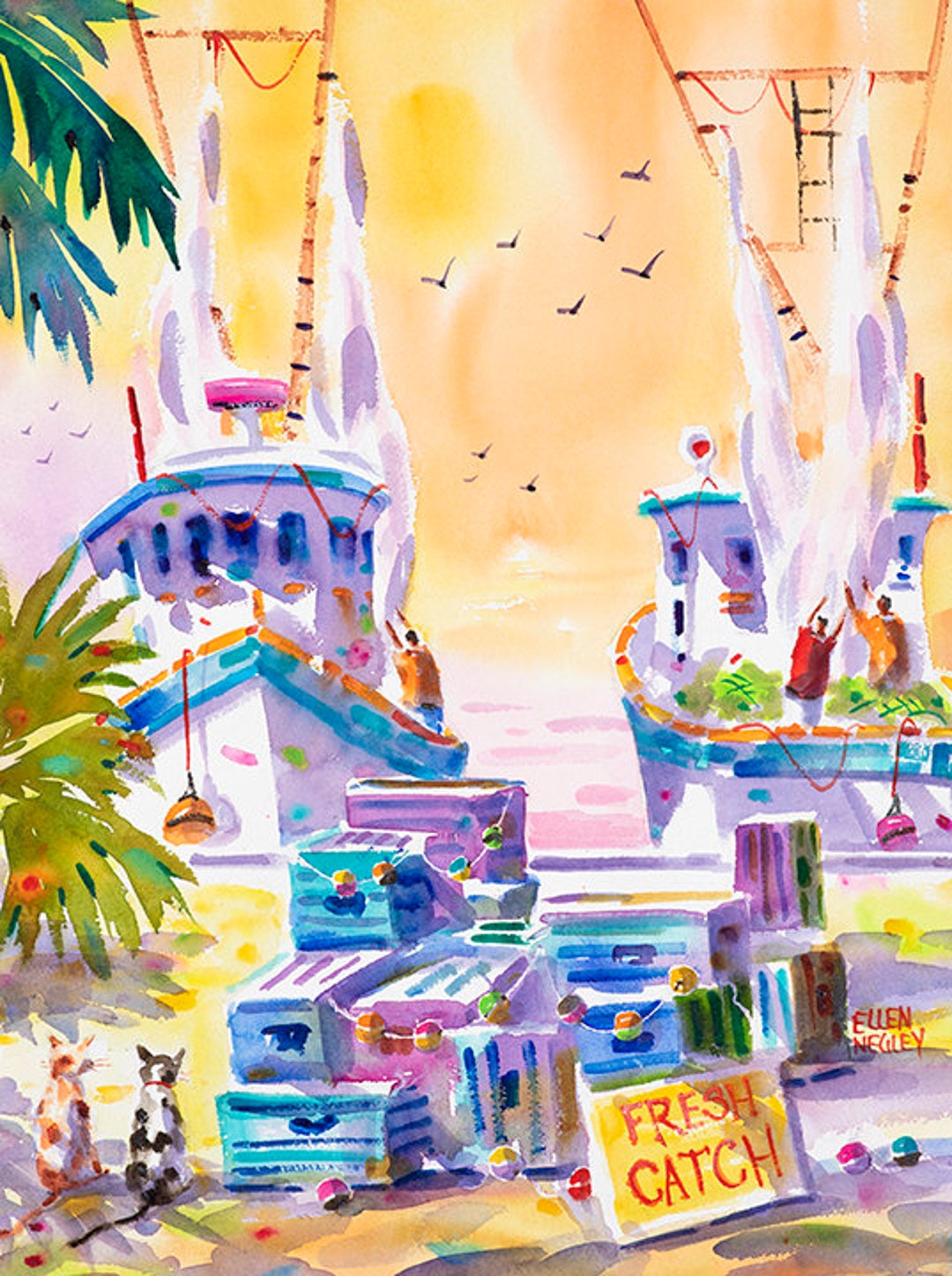 Original Painting, Shrimp Boat Watercolor, Ellen Negley Watercolors ...