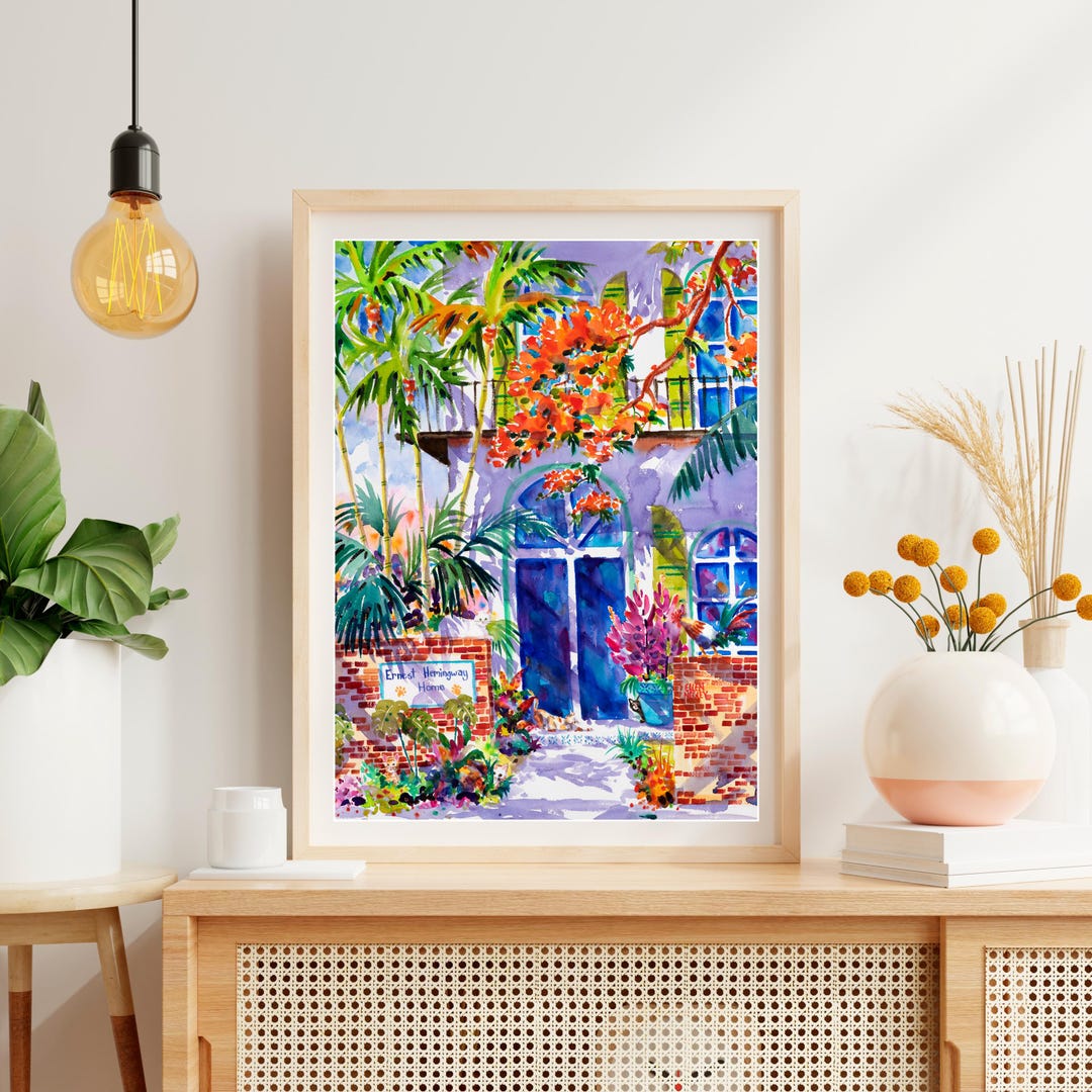 Hemingway House Art Print, Key West Art, Key West Watercolor, Hemingway ...