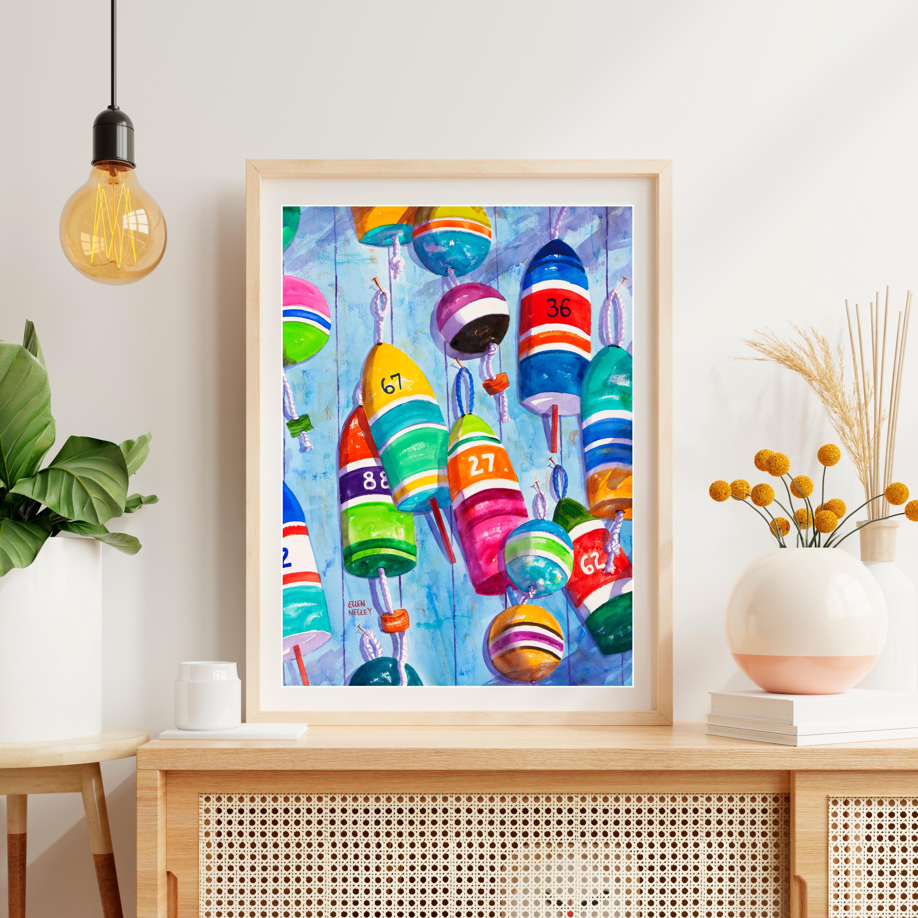 Lobster Buoy Painting, Colorful Buoy Art Print, Tropical Beach Decor ...