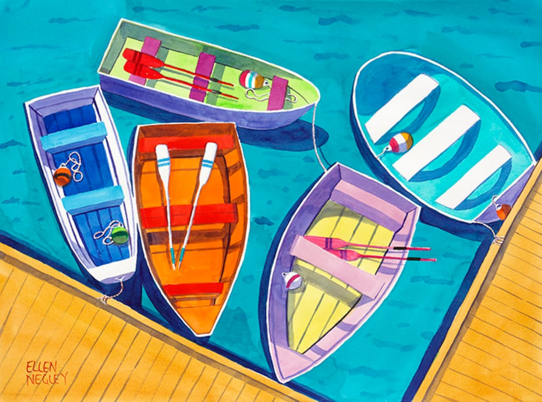 Original Watercolor Painting, Boat Watercolor Art, Negley Watercolors ...