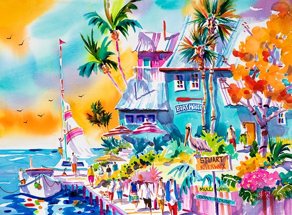 Stuart Florida Ellen Negley Watercolors Canvas Art Florida - Etsy