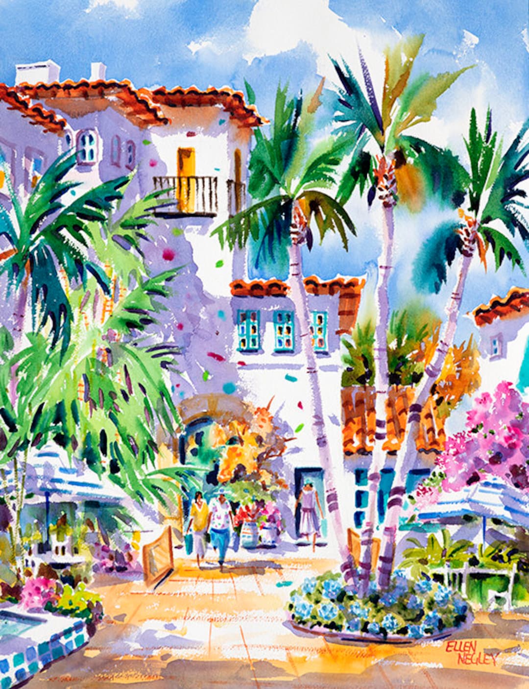 Palm Beach Painting, Original Watercolor Painting, via Mizner, Negley ...