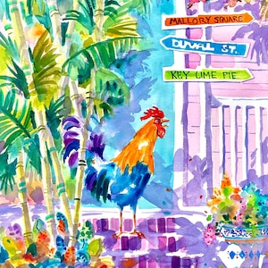 Key West Rooster Art, Key West Art, Key West Painting, Mallory Square ...