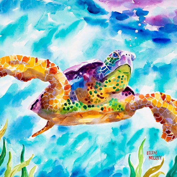 Turtle Whimsical Painting - Etsy