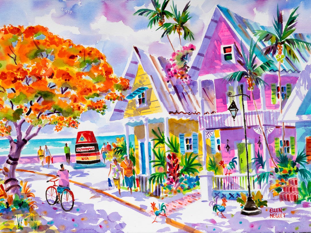 Key West Art Print, Key West Painting, Key West Canvas, Southernmost ...