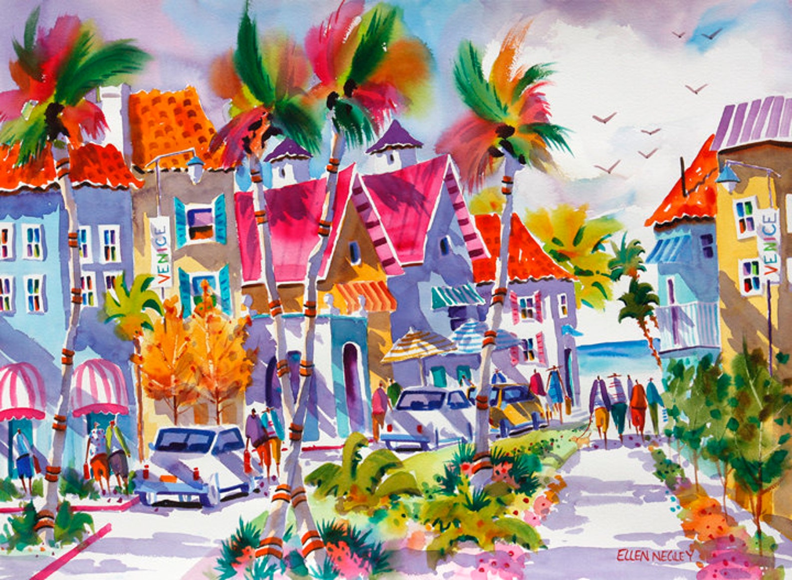 Venice Beach Florida Florida Art Tropical Art Print Ellen - Etsy