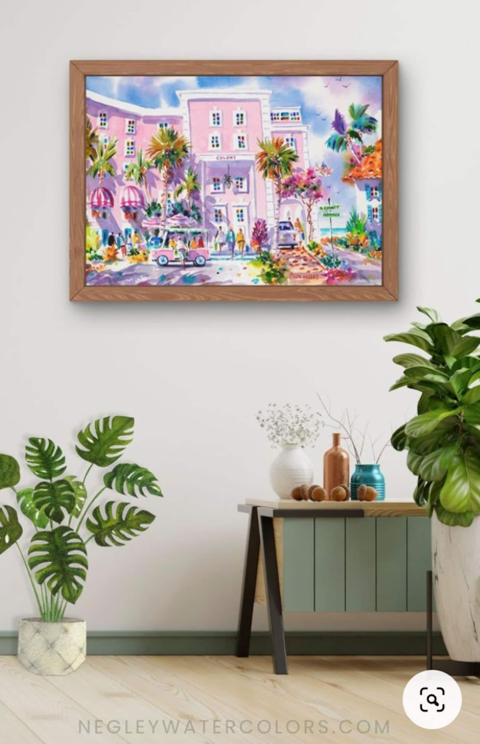 Colony Hotel Palm Beach, Preppy Florida Vacation Art Print, Tropical ...