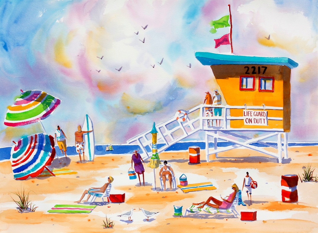 Original Watercolor Painting, Beach Watercolor Art, Negley Watercolors ...