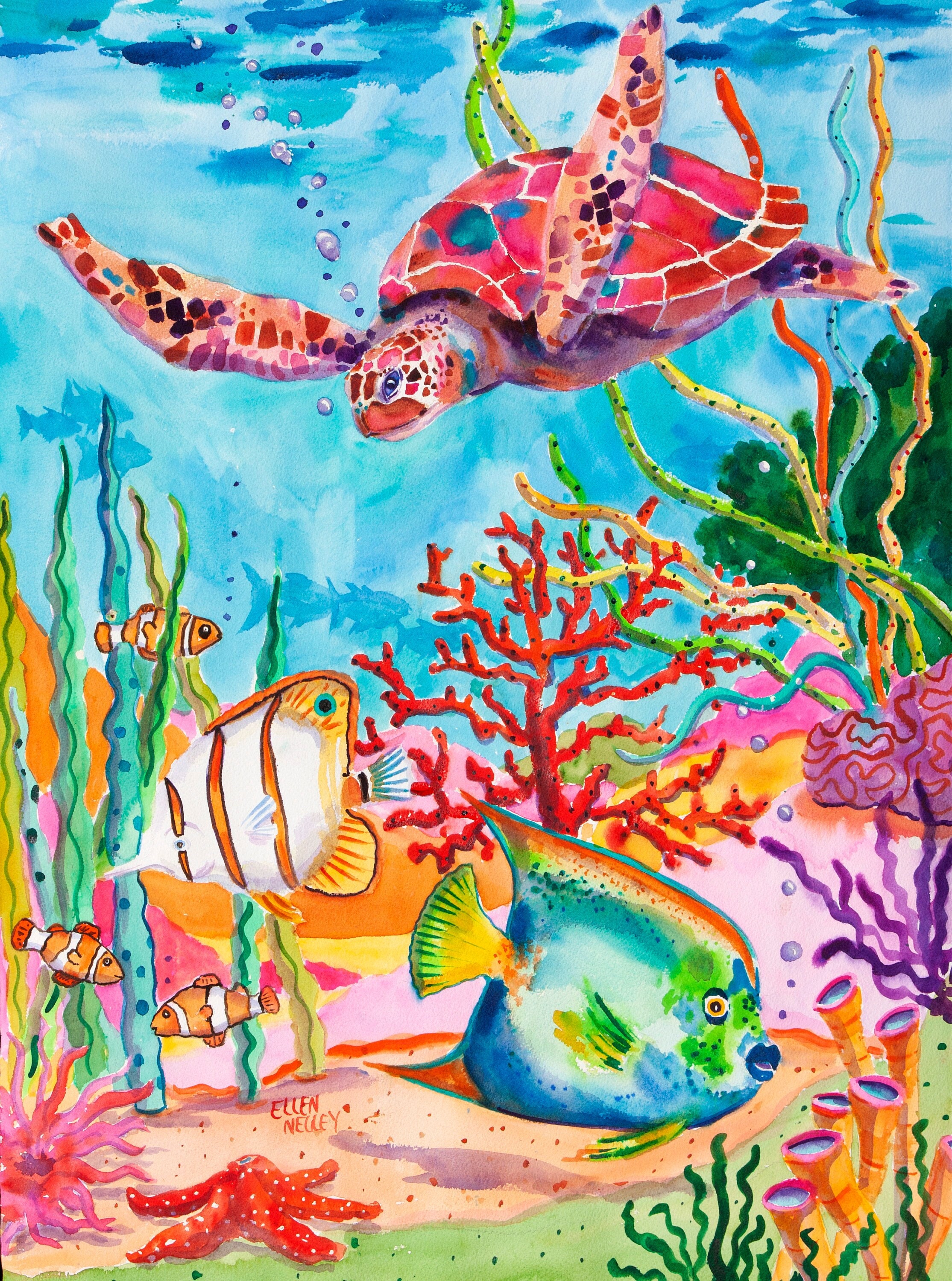 Coral Reef Watercolor Painting
