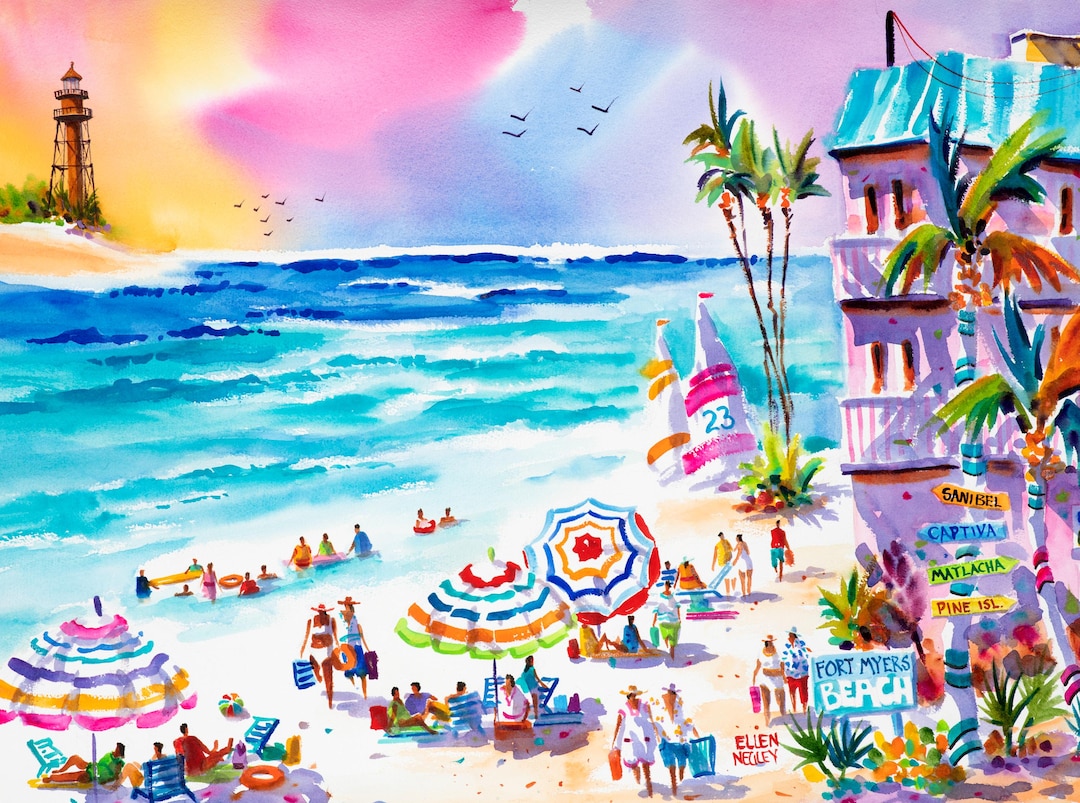 Fort Myers Beach Art, Sanibel Florida Print, Canvas Art, Ellen Negley ...