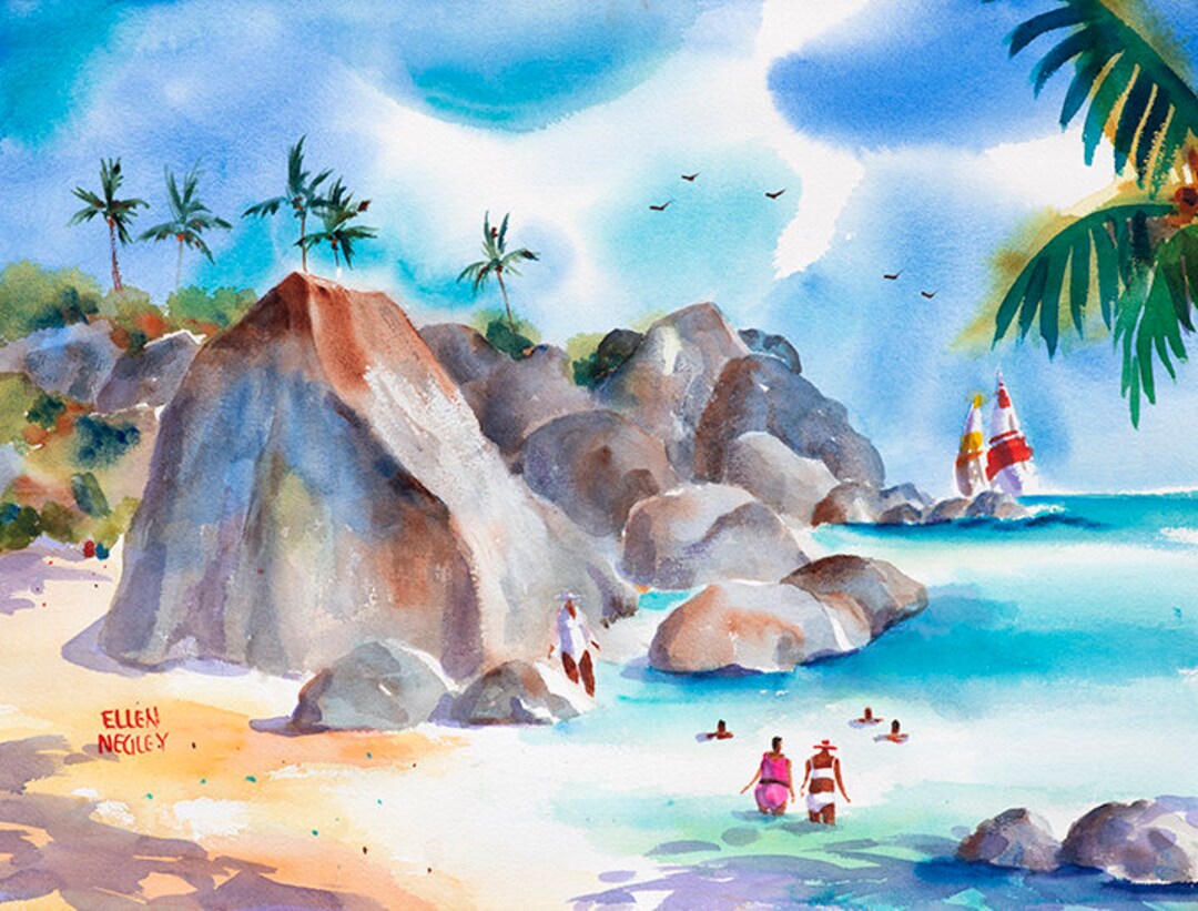 The Baths, British Virgin Islands, Canvas Art, Island Art, Tropical Art ...