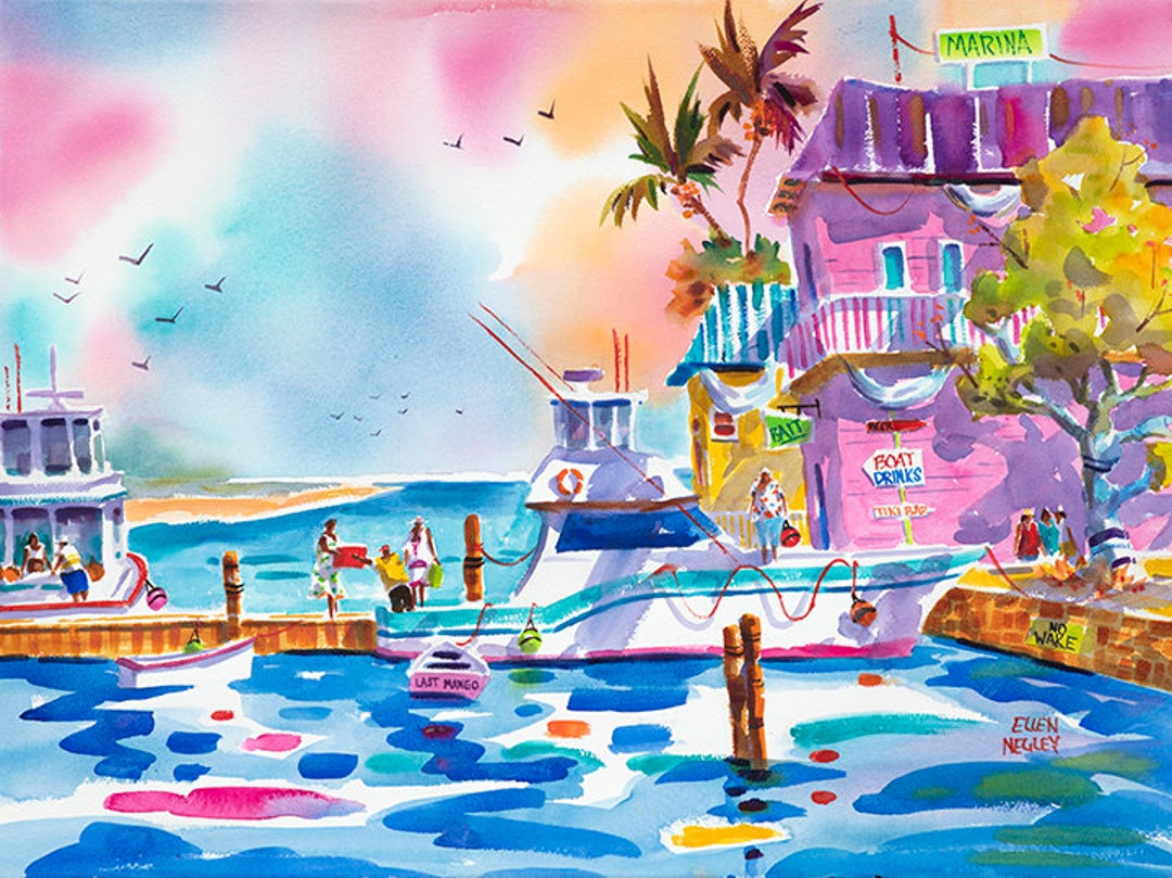 Key West Art Original Watercolor Dinghy Art Boat Art Key - Etsy