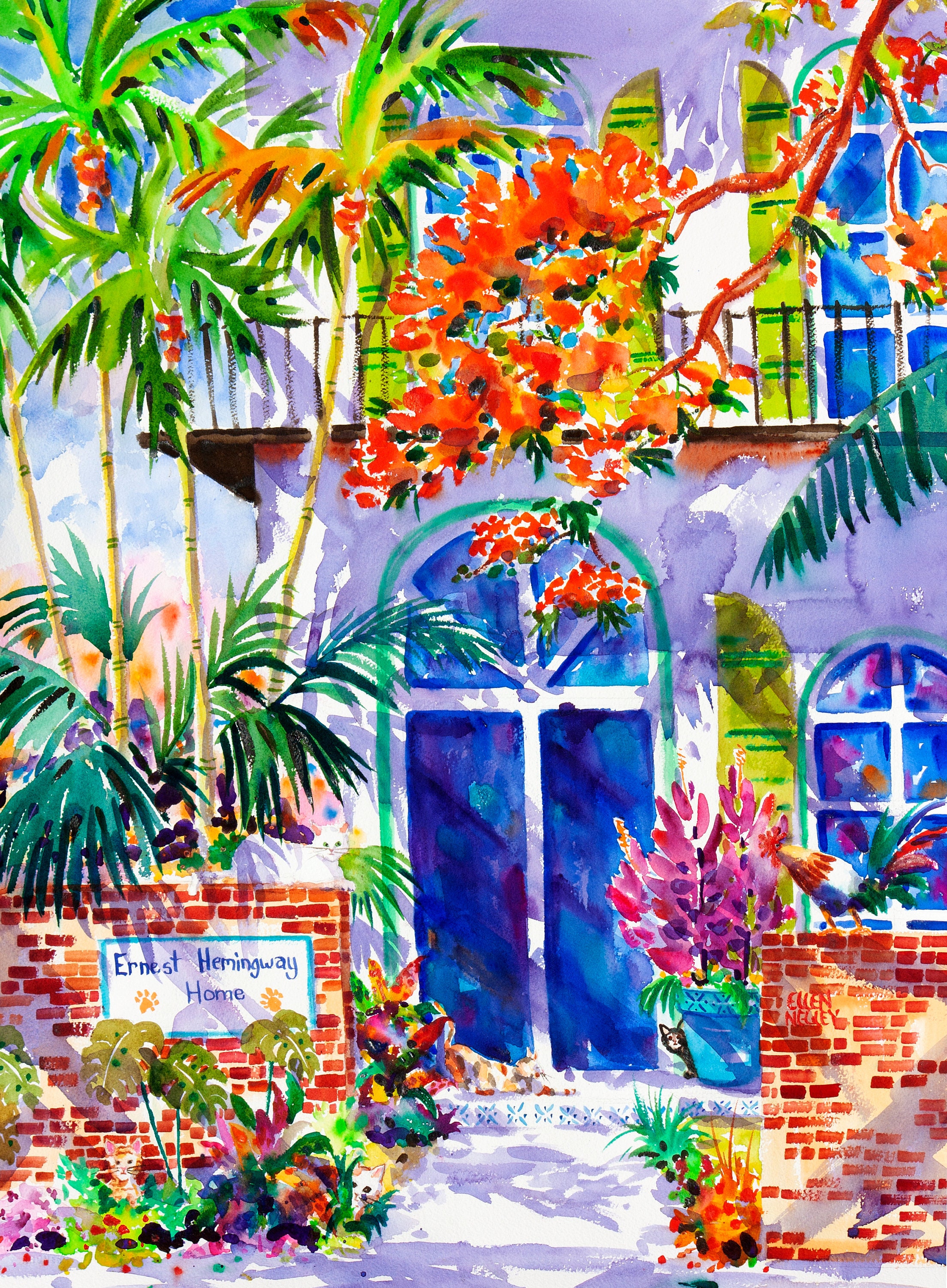 Hemingway House Art Print, Key West Art, Key West Watercolor, Hemingway ...