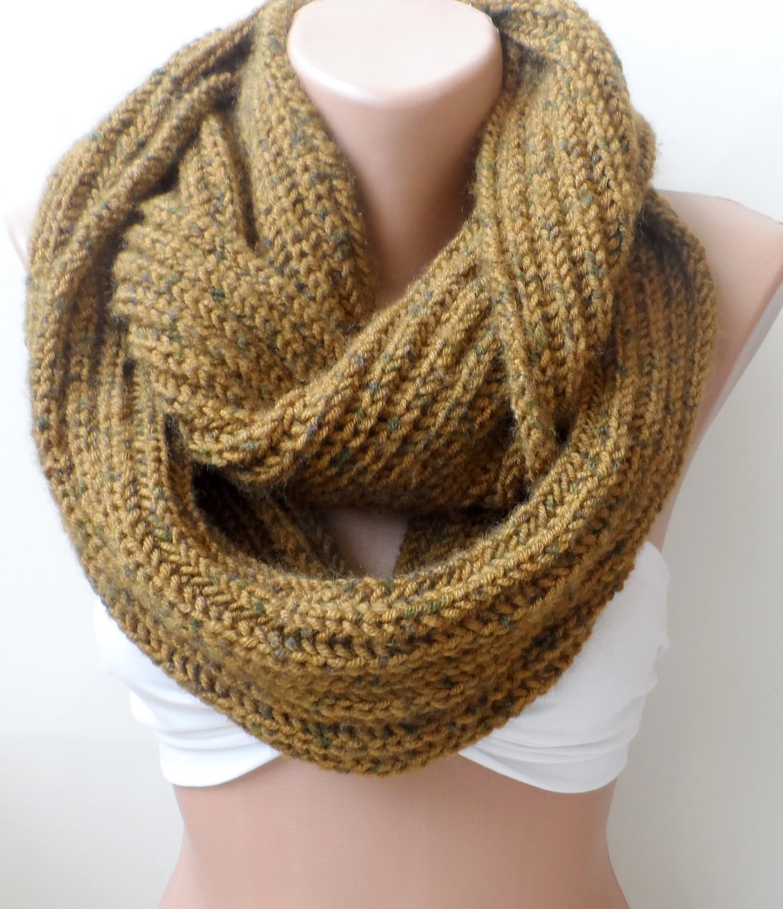 Fall Winter Chunky UNISEX Handmade Knit Cowl Hooded Scarf Knitted Loop ...