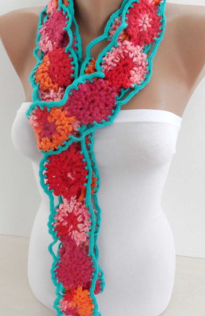 Crocheted Scarf Lariats Multicolor Crocheted Lariat Hand - Etsy