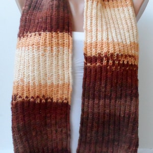 Brown Cream Knitted Cowl Scarf Loop Scarf Infinity Scarf WOOL Scarf ...