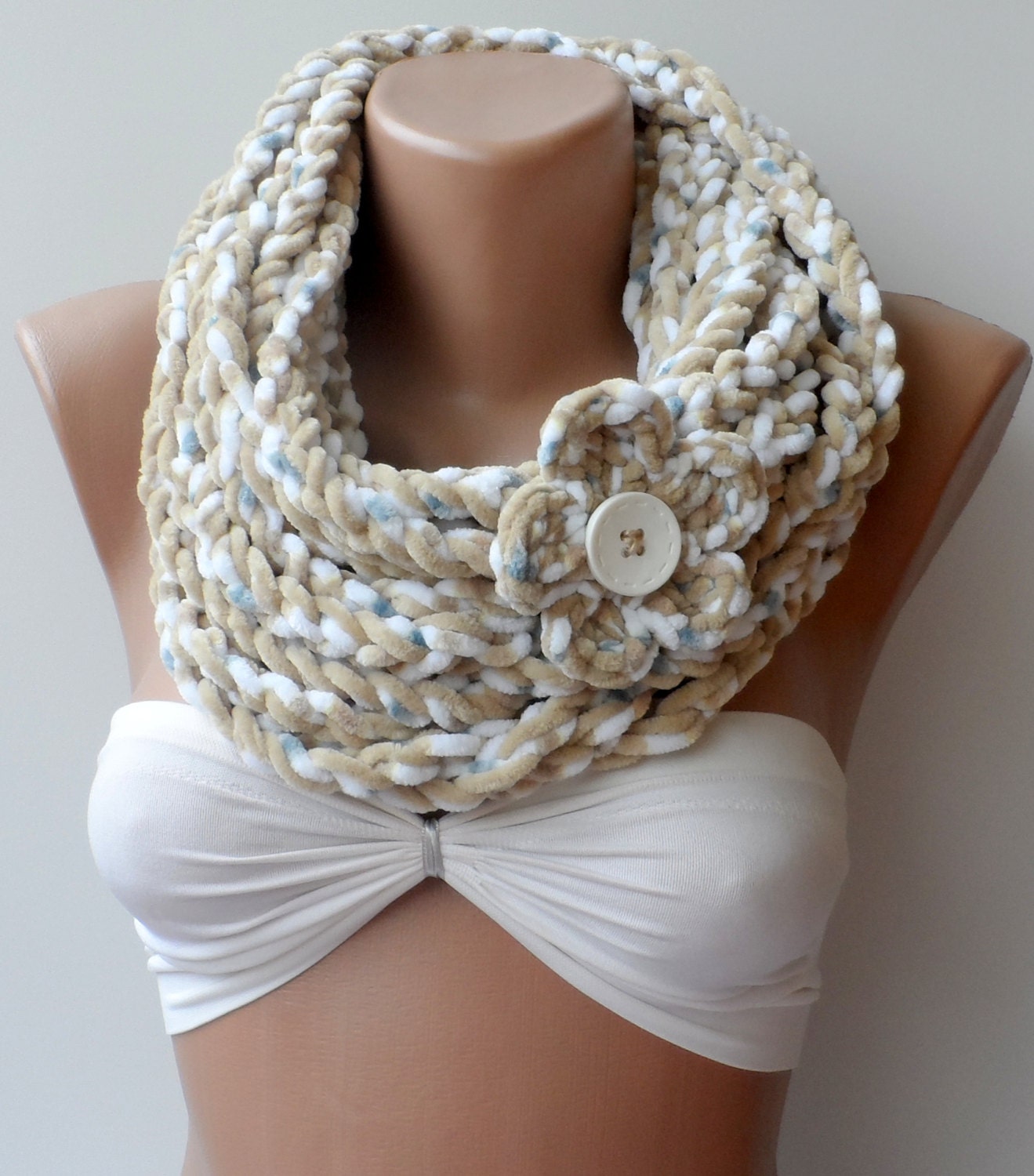 Velvet Soft and Warm Infinity Scarf Cream Infinity Scarf - Etsy