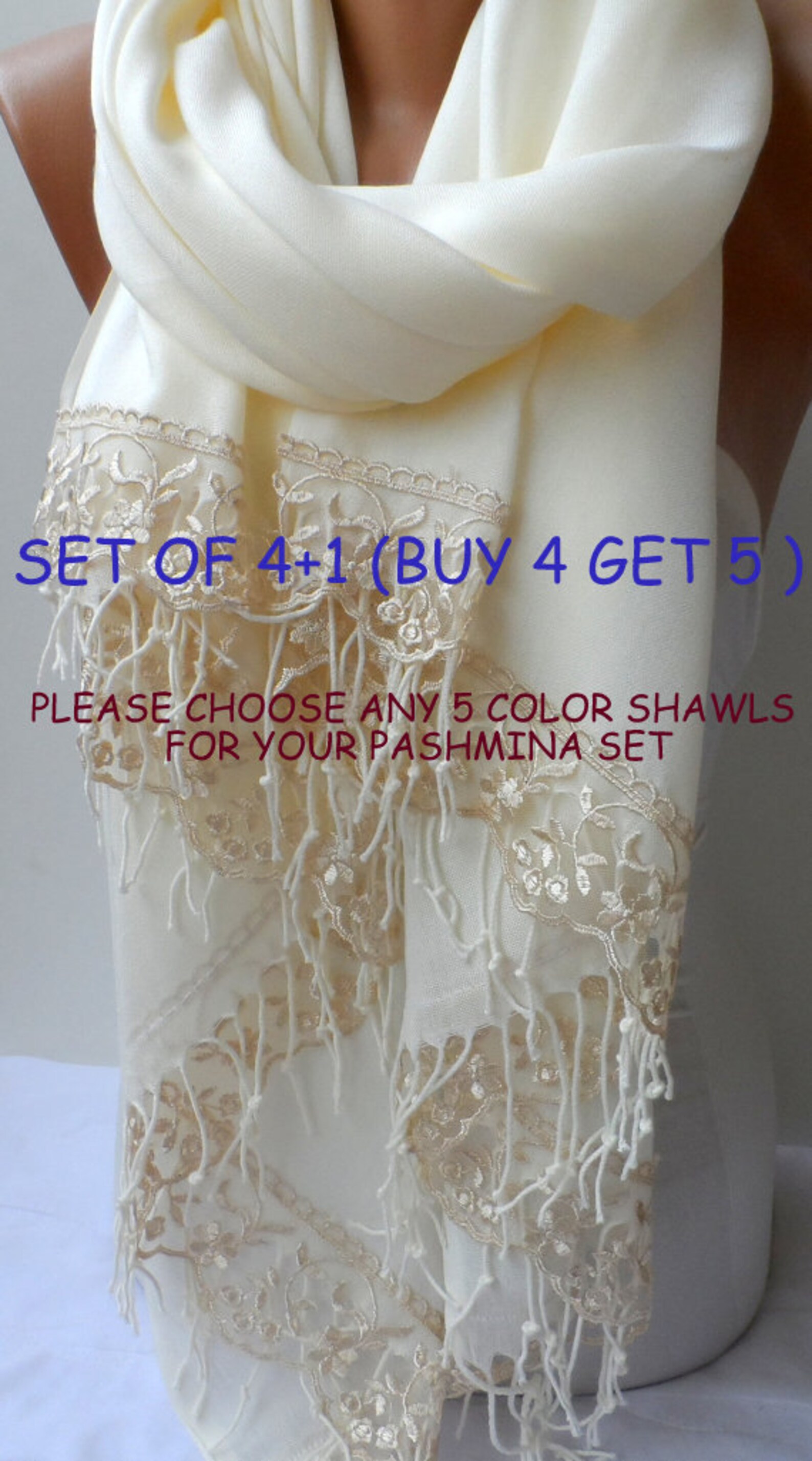 SET OF 41 Wedding Shawls Cream Pashmina Shawls Champagne - Etsy