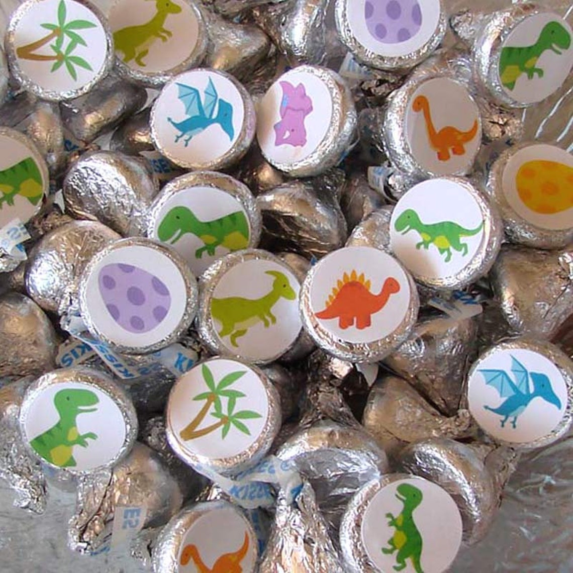Dinosaur Party Candy Sticker Printed Kiss Candy Labels | Etsy
