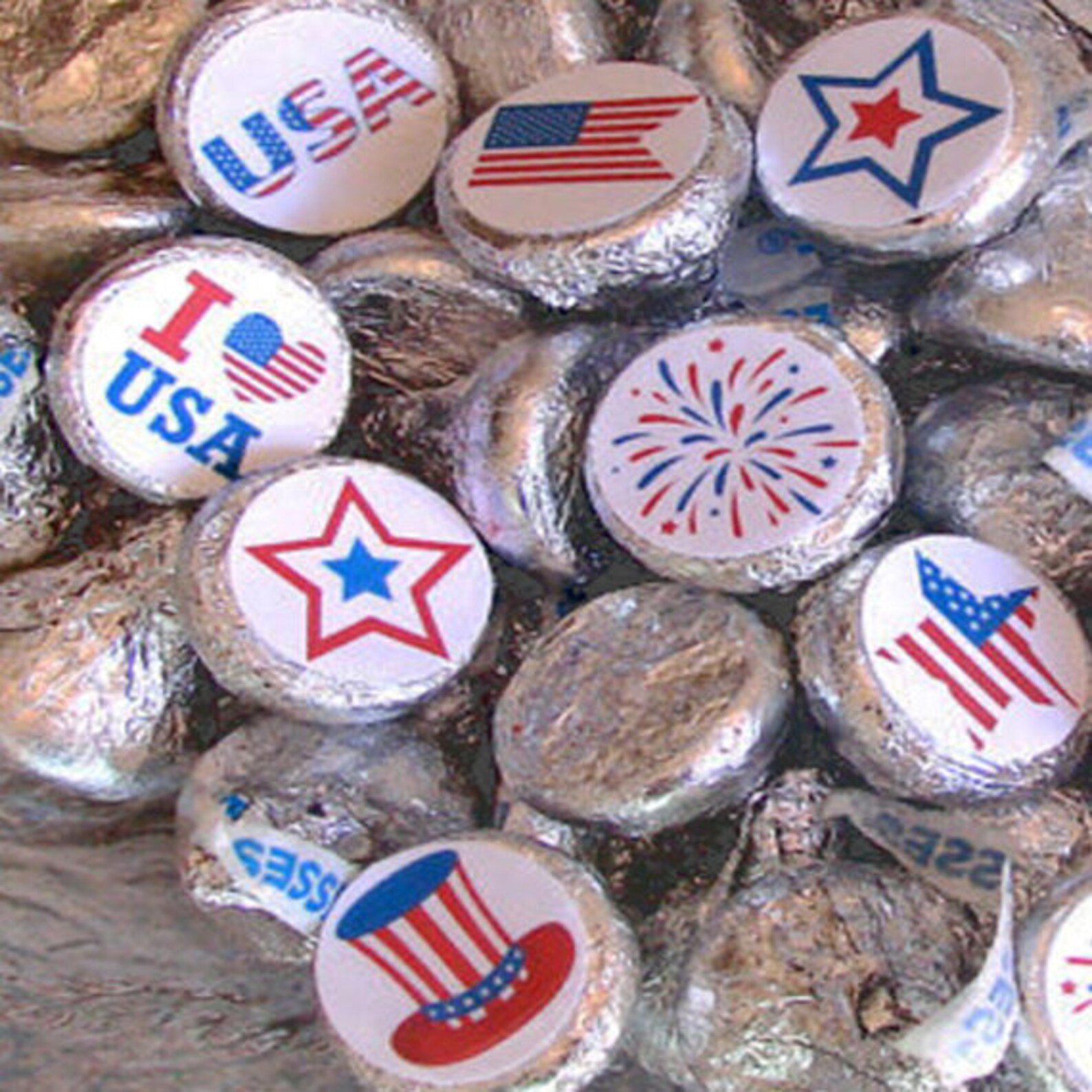 4th of July Party Candy Stickers USA Patriotic Party Kiss - Etsy