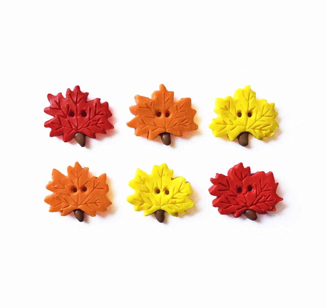 Leaf Buttons Autumn Button Thanksgiving Button Halloween - Etsy