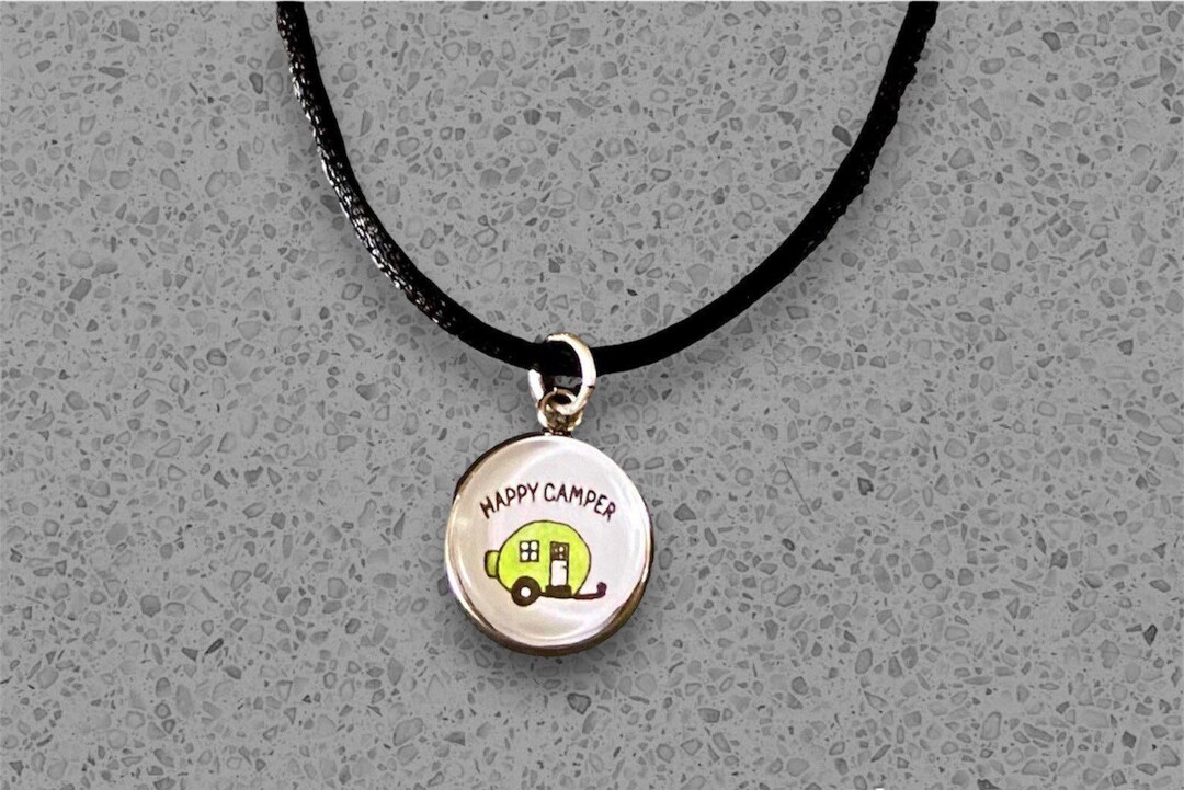 Camper Necklace or Charm Zipper Pull Glass Tile Charm Travel Jewelry ...