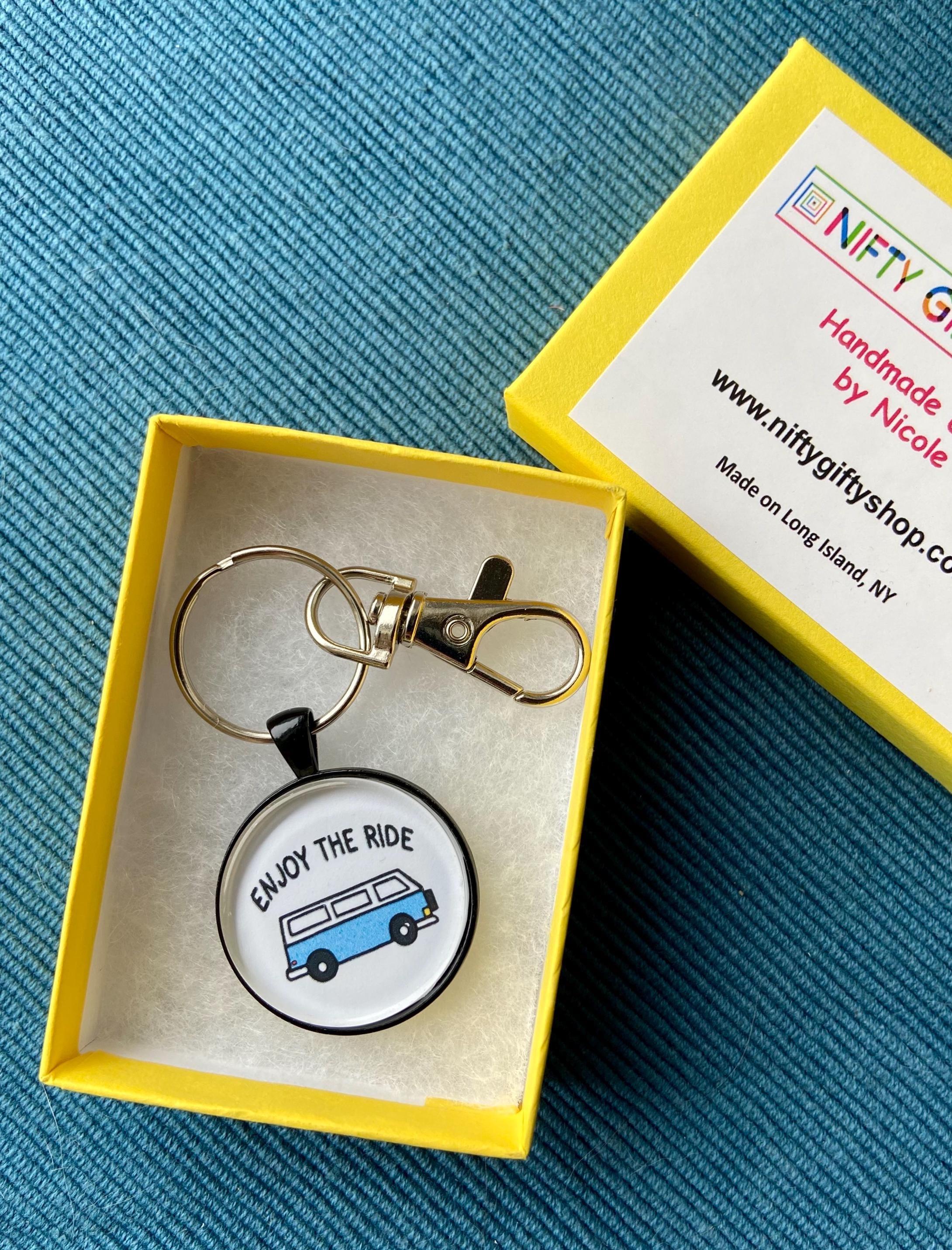 Van Keychain - Travel Gift - Van Life Key Ring - Glass Tile Keychain ...