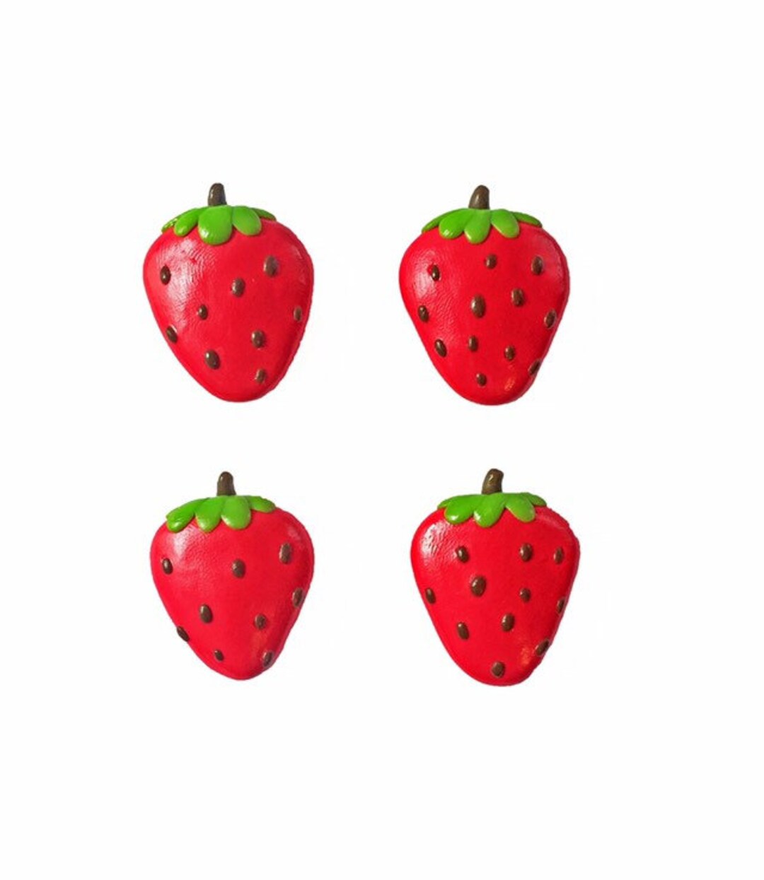 Strawberry Magnets Set of 4 Kitchen Magnets Food Magnet Polymer Clay ...