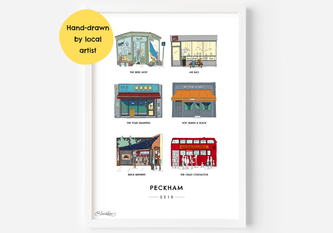 Peckham Landmarks Wall Art Print SE15 - Pubs, South East London, Rye ...