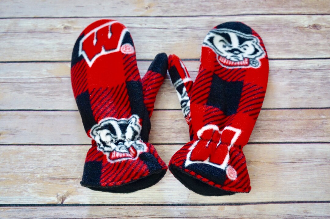 Wisconsin Badgers Buffalo Check Fleece Mittens/green Bay Packers Fleece ...