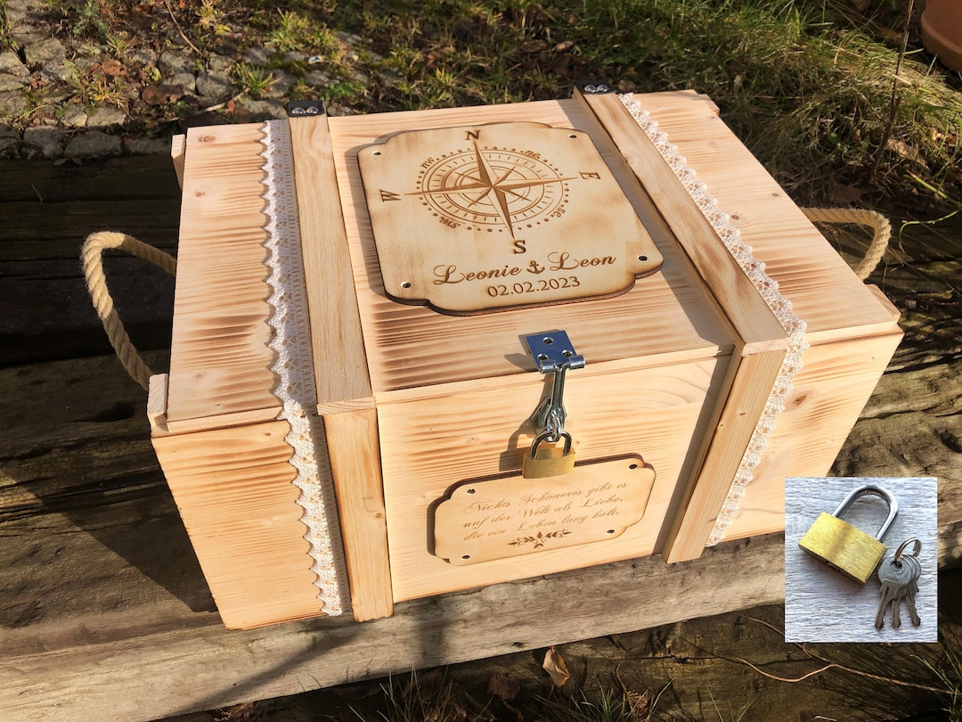 Large Wedding Keepsake Box, Wooden Box With Name, Personalized Wedding ...
