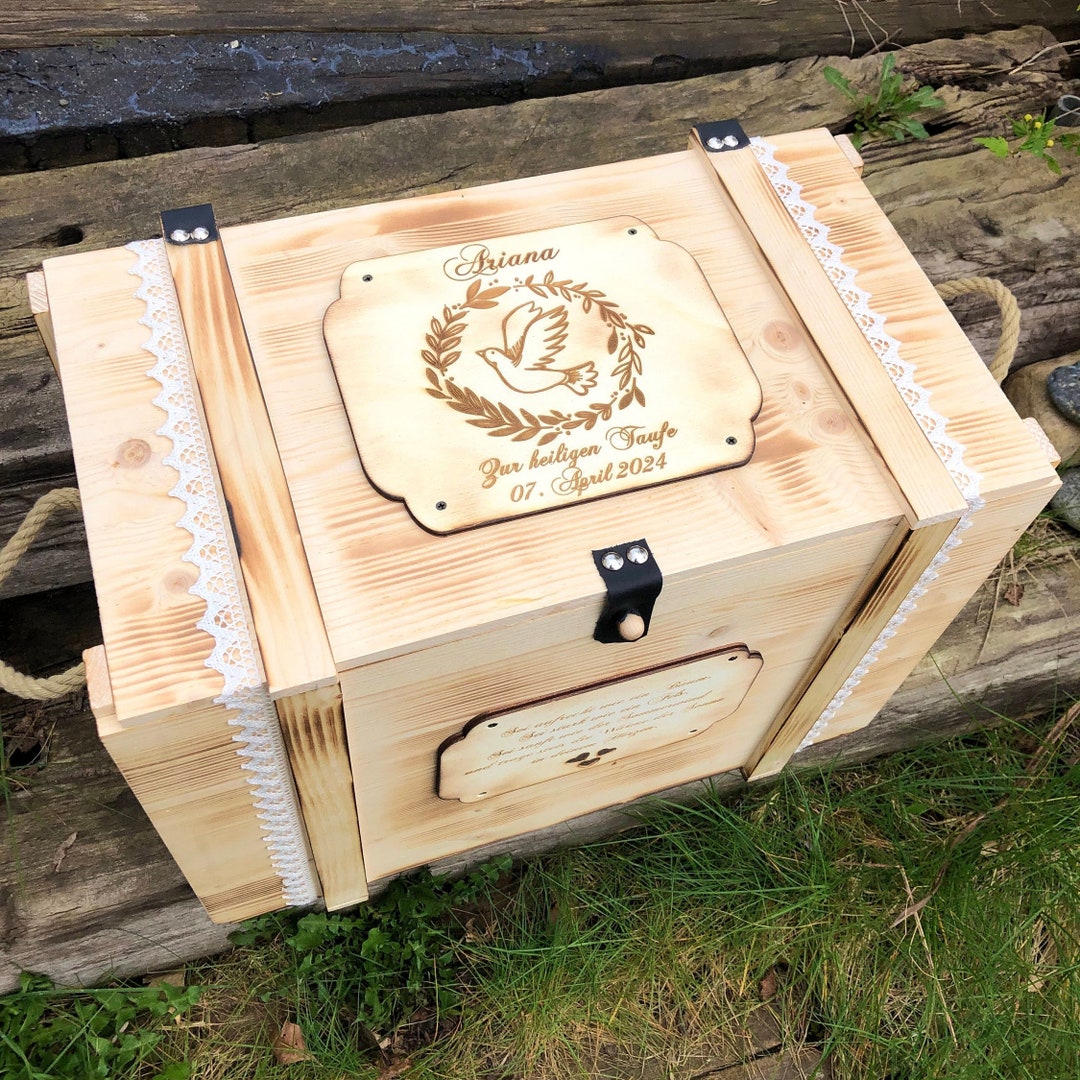 XXL Large Baby Memory Box Personalized With Name and baptism Dove ...