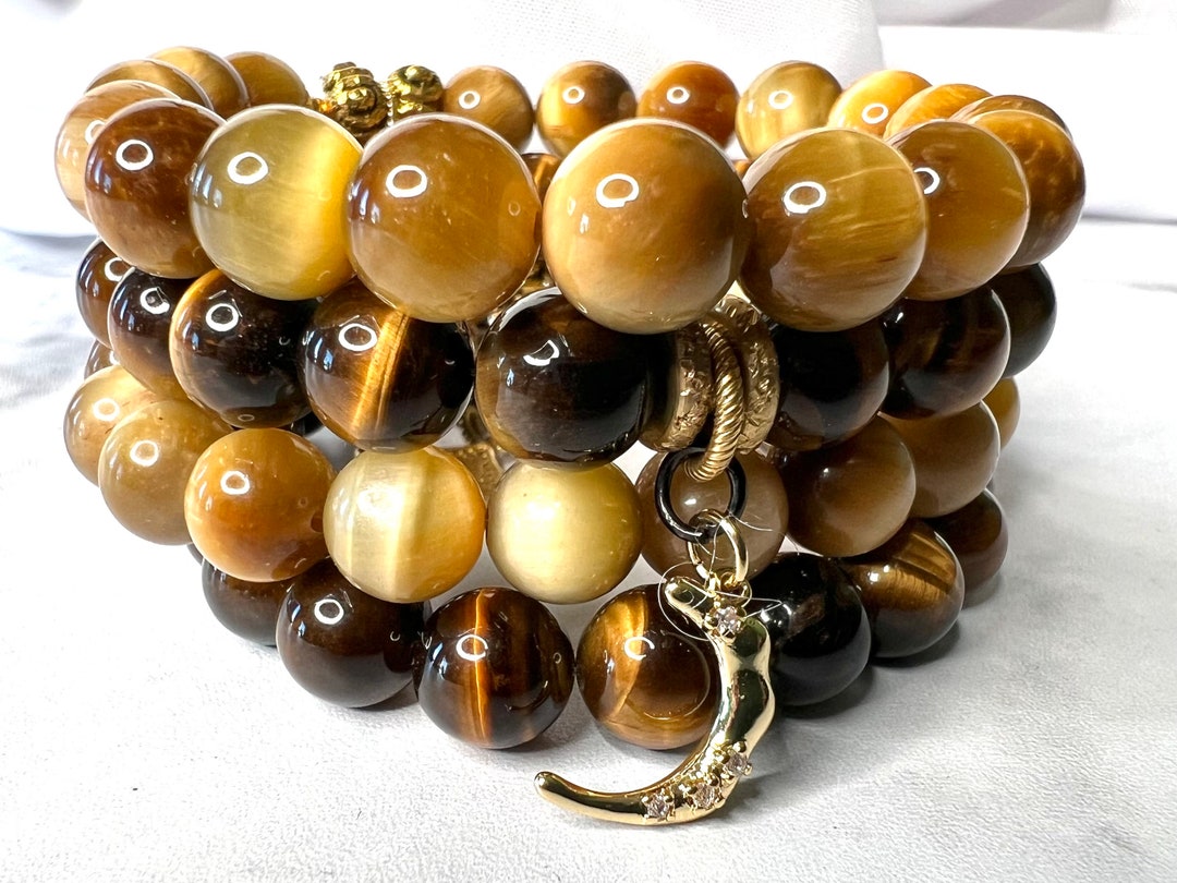 Mix of Golden and Natural Tiger Eye Stack - Etsy