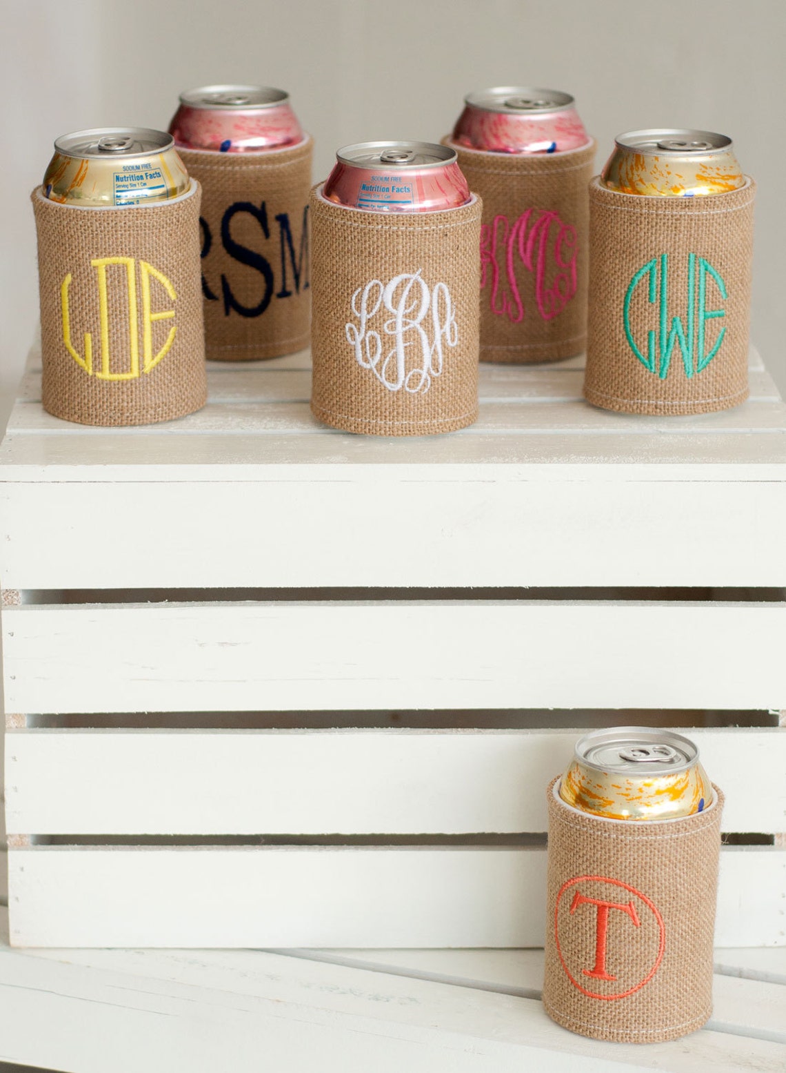 Burlap Monogram Tote Monogram Burlap drink wrap or Monogram | Etsy