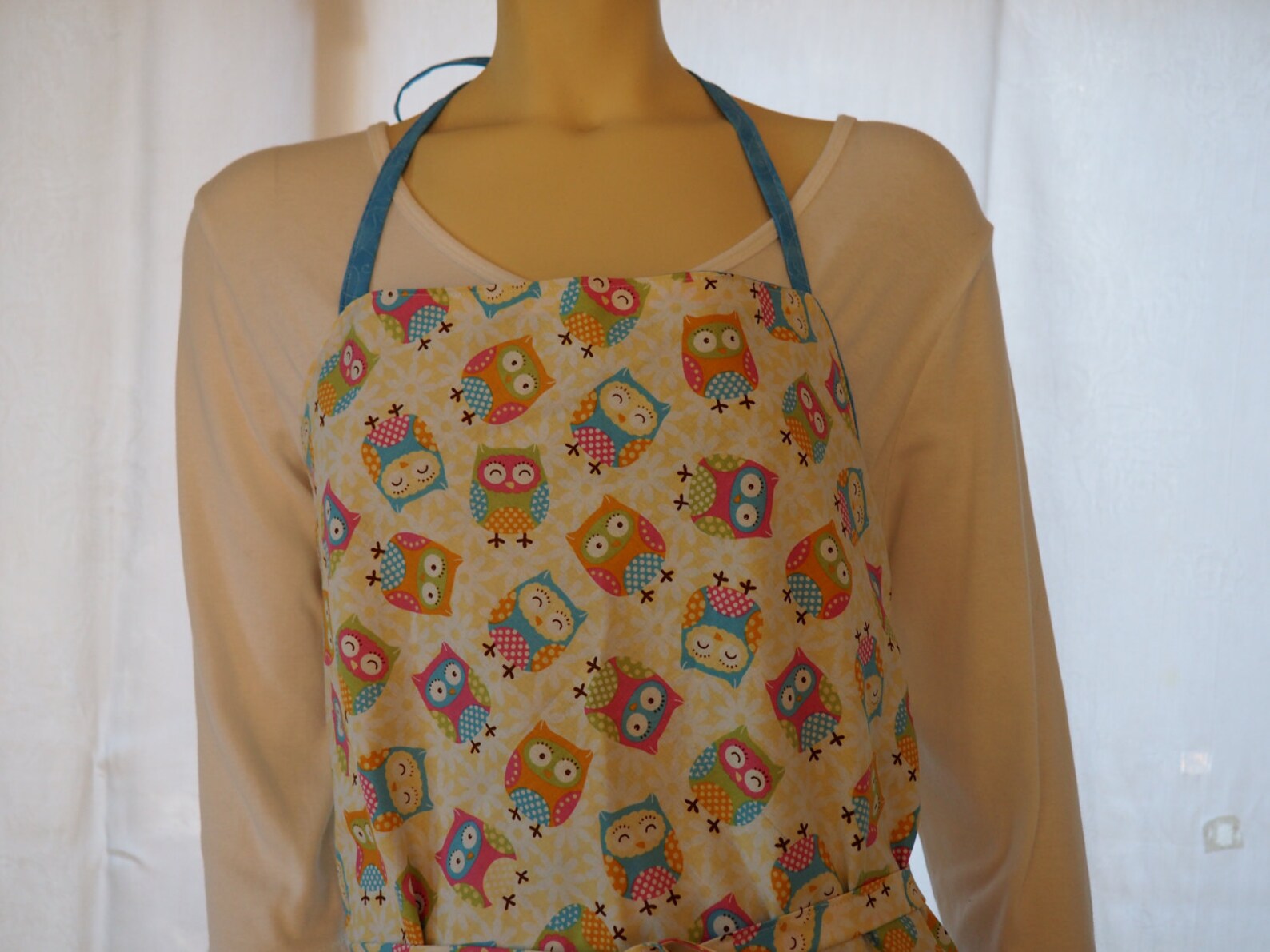 Owl Apron, Pastel Owls and Blue Apron, Handmade, Adult Size - Etsy