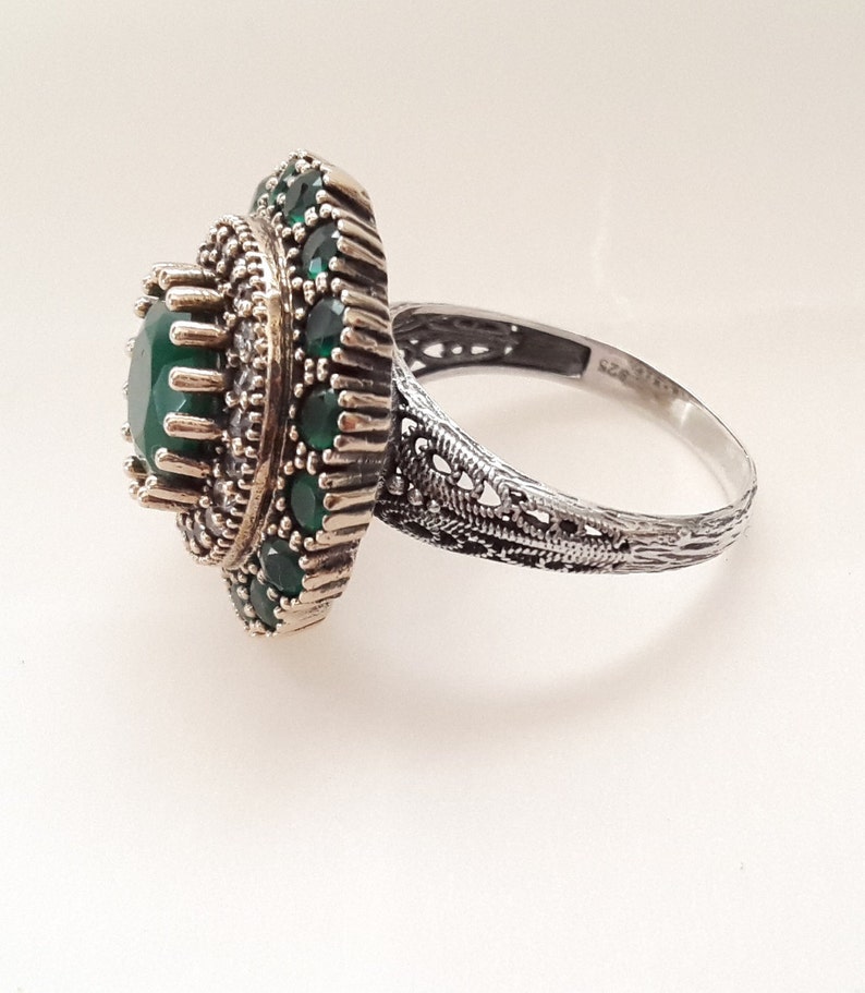 Sterling Silver Ring Silver Ring Emerald Ring Rose Silver | Etsy