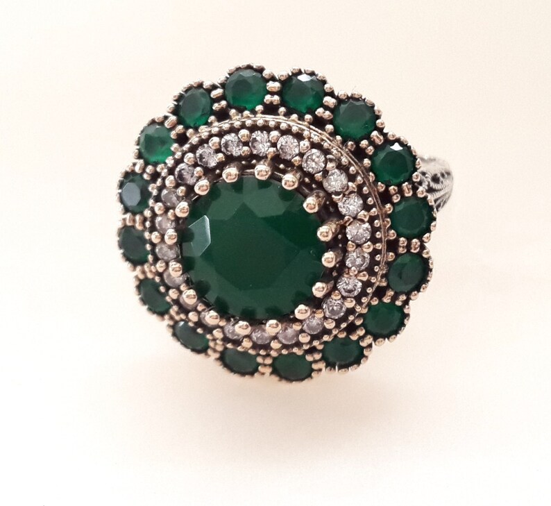 Sterling Silver Ring Silver Ring Emerald Ring Rose Silver | Etsy