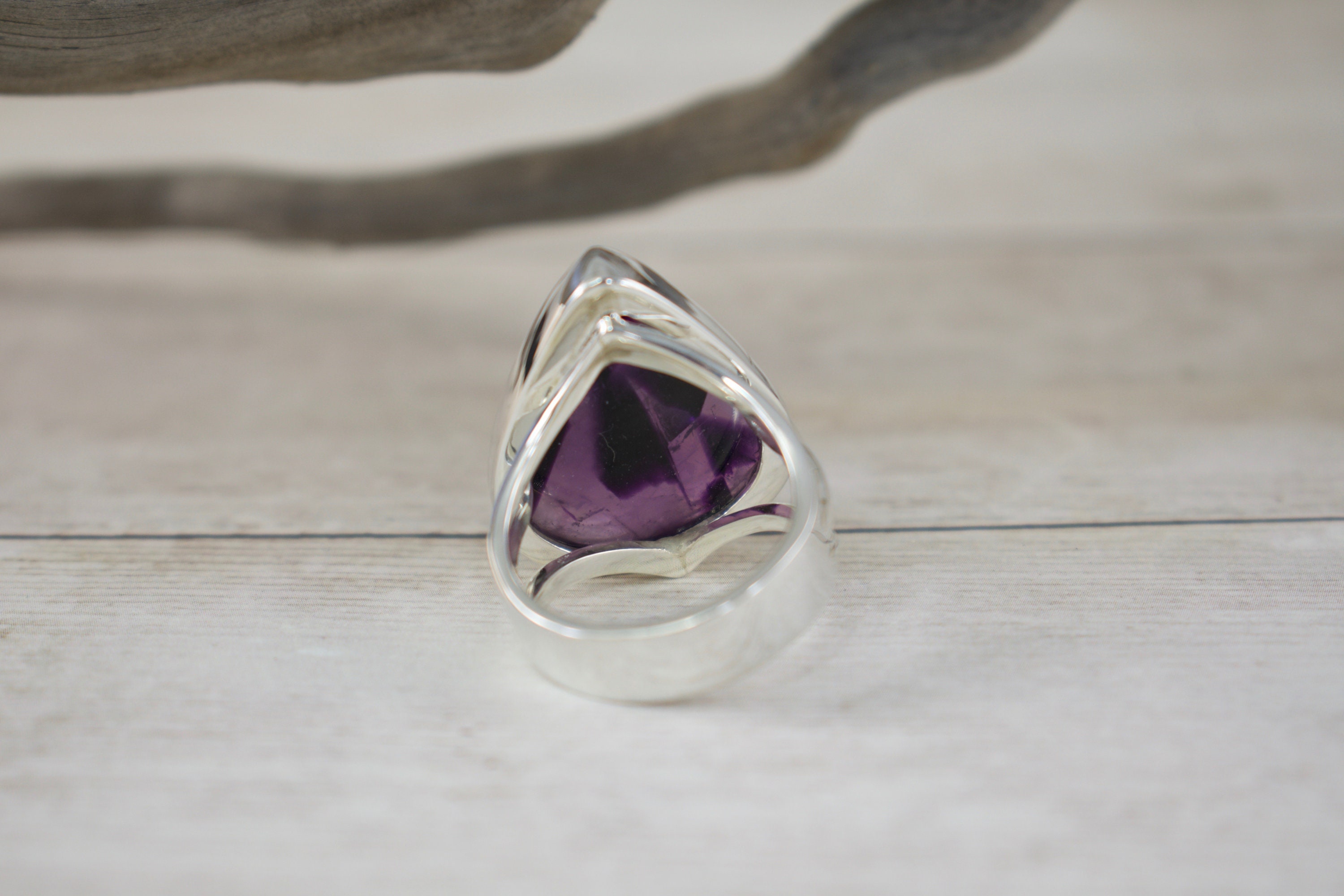 Large Teardrop Atomic Amethyst Stone Ring // Atomic Amethyst | Etsy