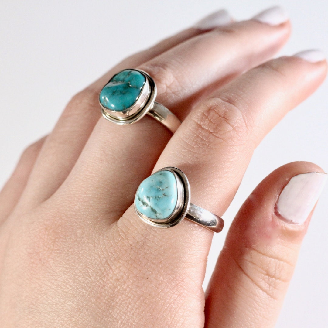 Stackable Raw Turquoise Rings // Turquoise Jewelry // Sterling - Etsy