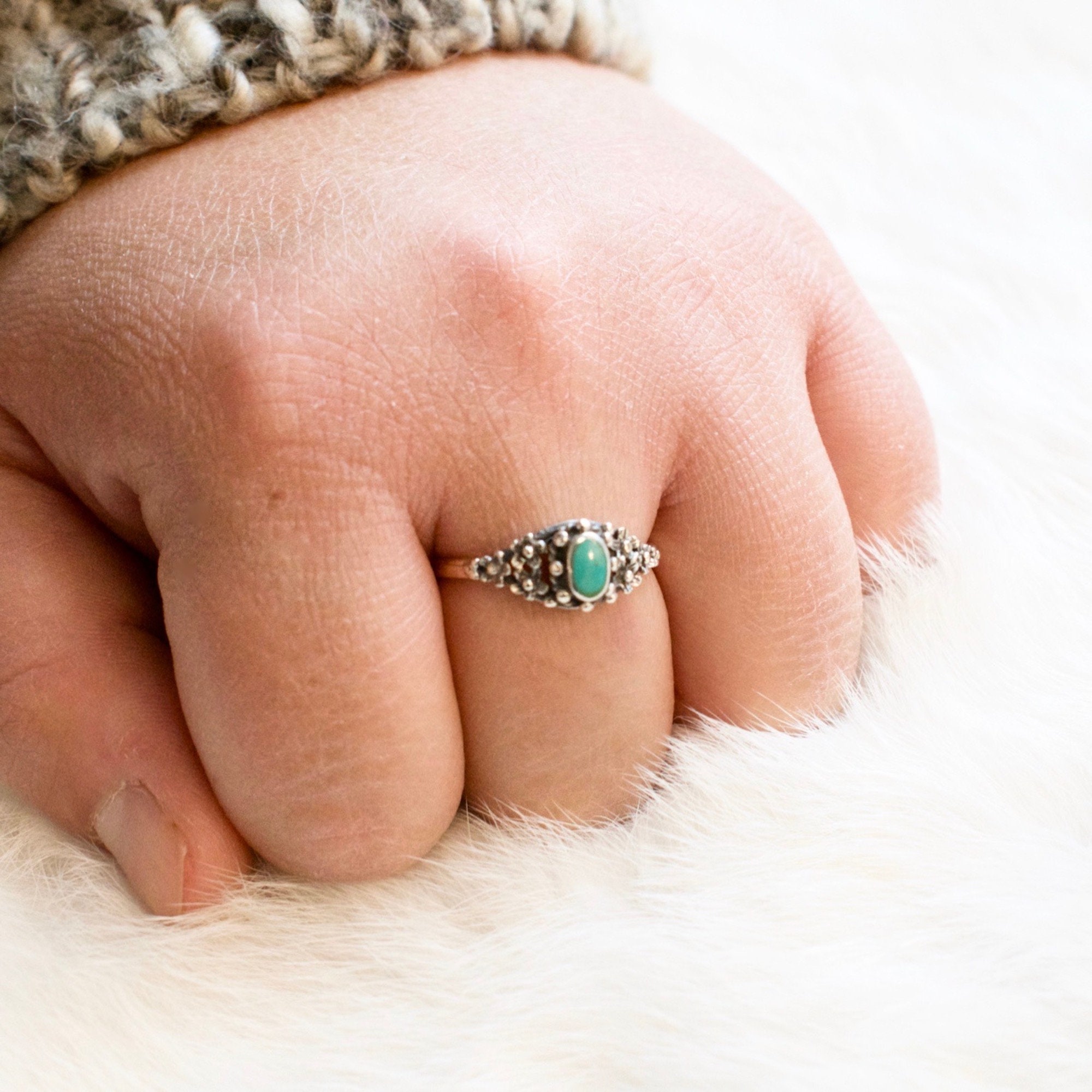 Daisy Turquoise Ring // Turquoise Jewelry // Stackable Rings | Etsy