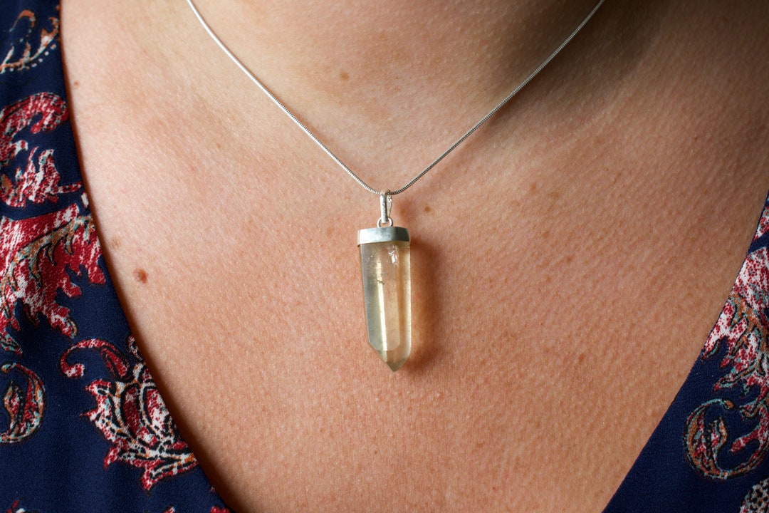 Simple Lemon Quartz Point Pendant // Lemon Quartz Jewelry ...