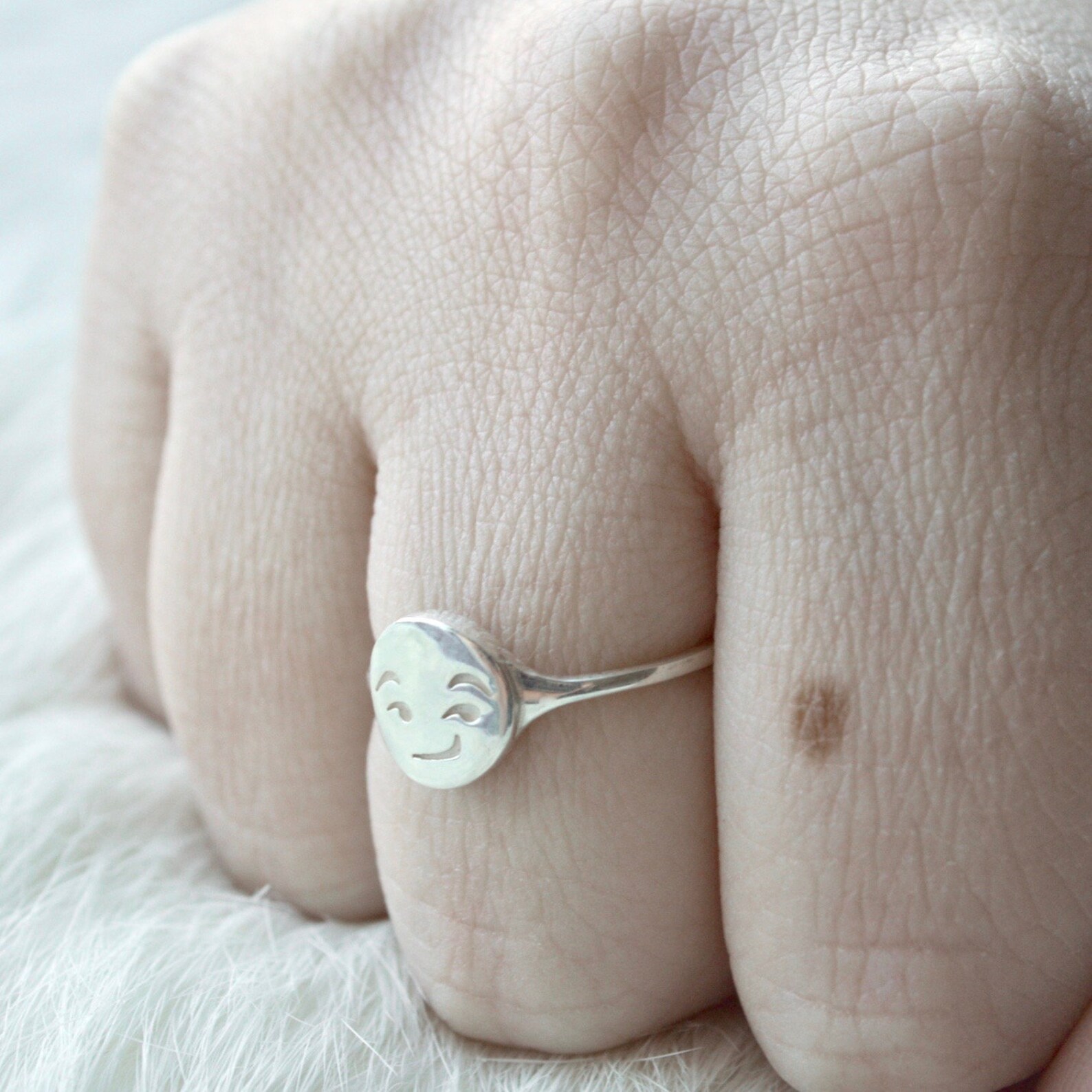 Smug Face Emoji Ring // Sterling Silver Ring // Sterling | Etsy