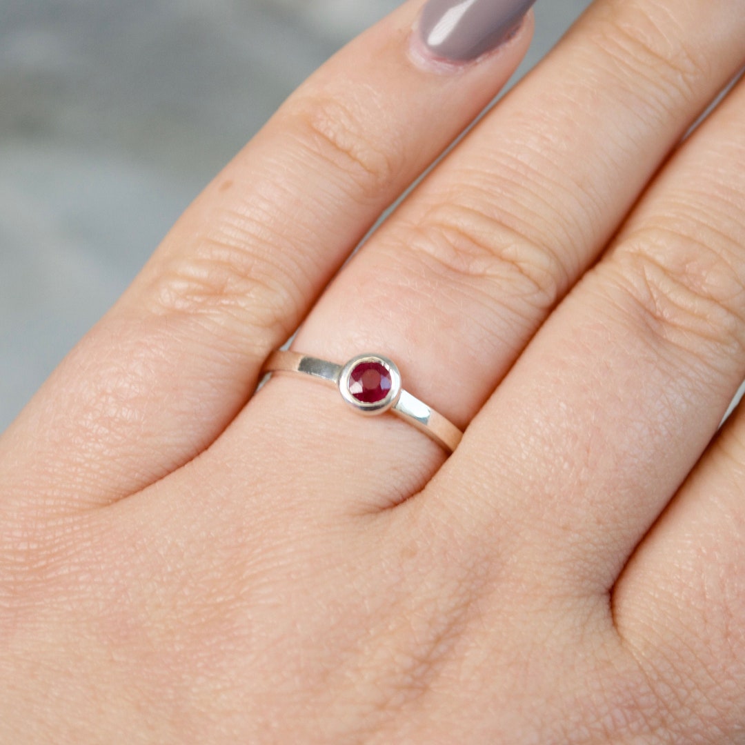 Simplistic Silver & Ruby Ring // Ruby Jewelry // Sterling Silver ...