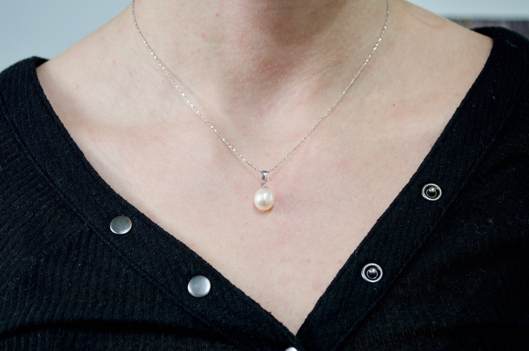 Petite Beige Pearl Necklace // Necklace // Pearl Jewelry // Sterling ...