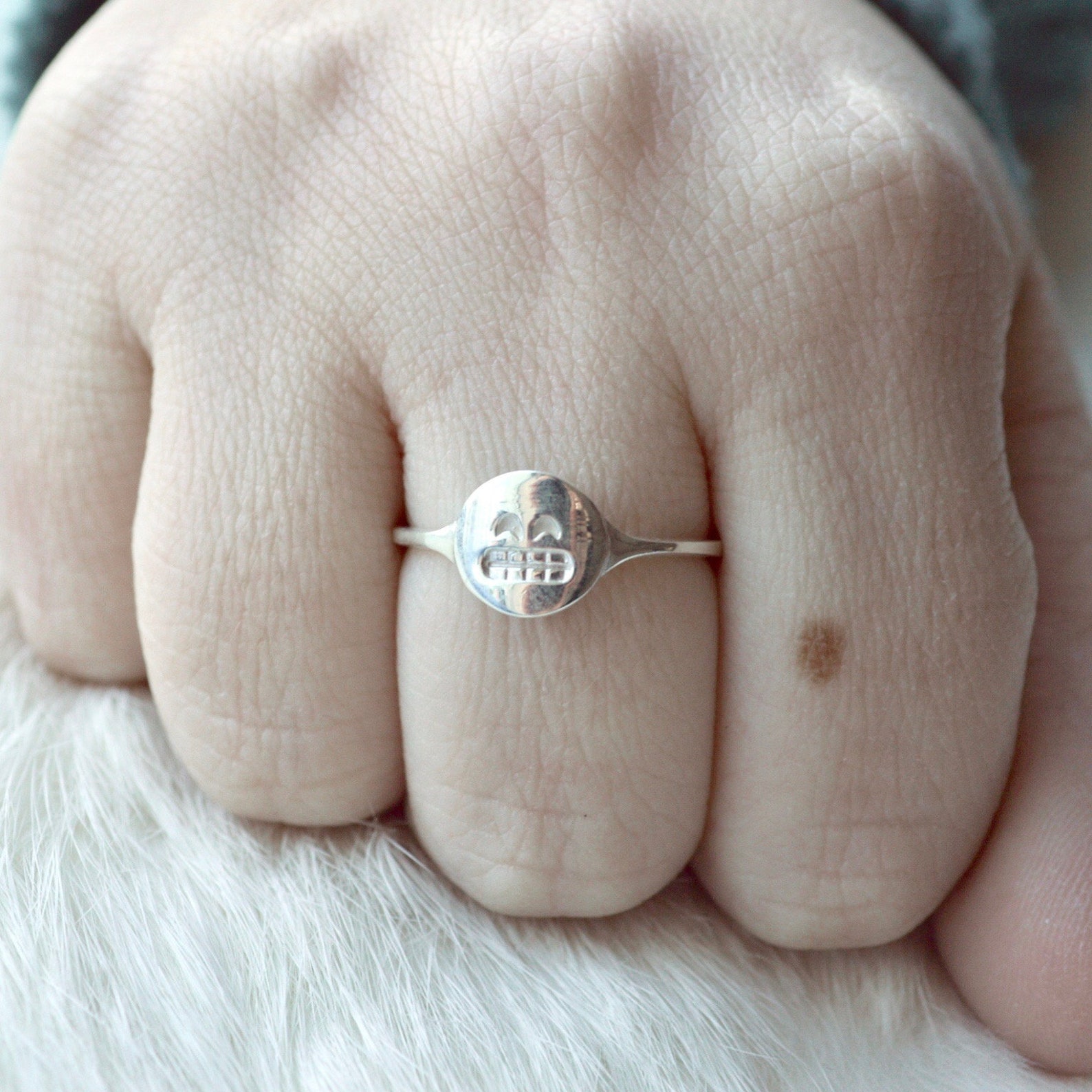 Grinning Face Emoji Ring // Sterling Silver Ring // Sterling - Etsy